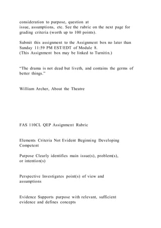 FAS 110CL QEP Assignment Why Study Theatre Inst | PDF