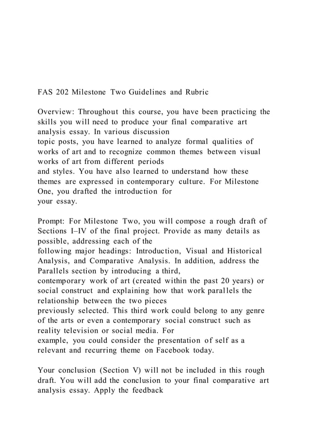 FAS 202 Milestone Two Guidelines and Rubric Overview | PDF
