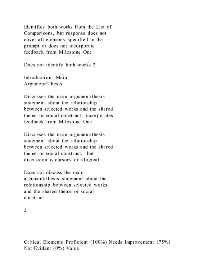 FAS 202 Milestone Two Guidelines and Rubric Overview | PDF