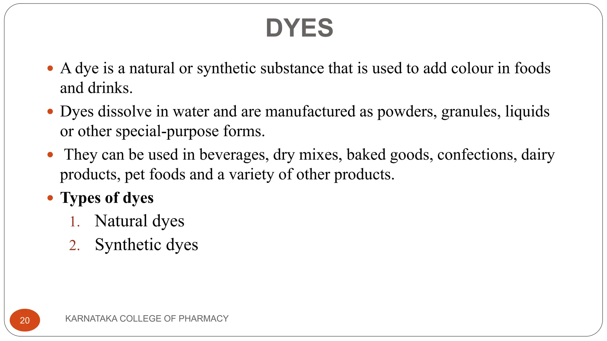 PIGMENTS AND DYES, food analysis, analysis | PPTX