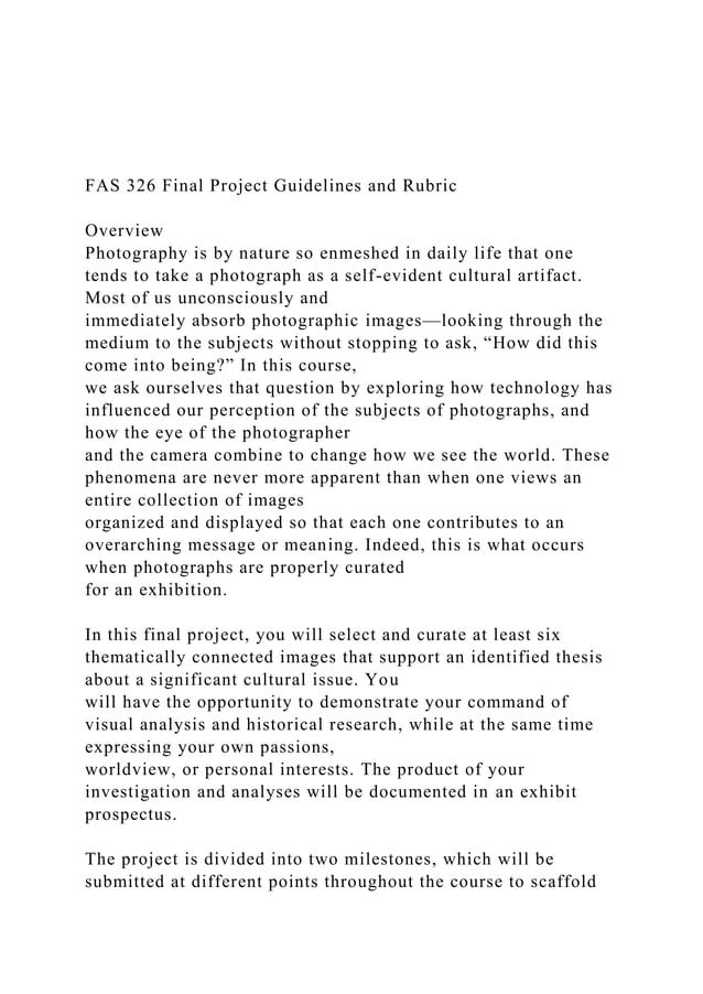 FAS 326 Final Project Guidelines and RubricOverviewPhoto.docx