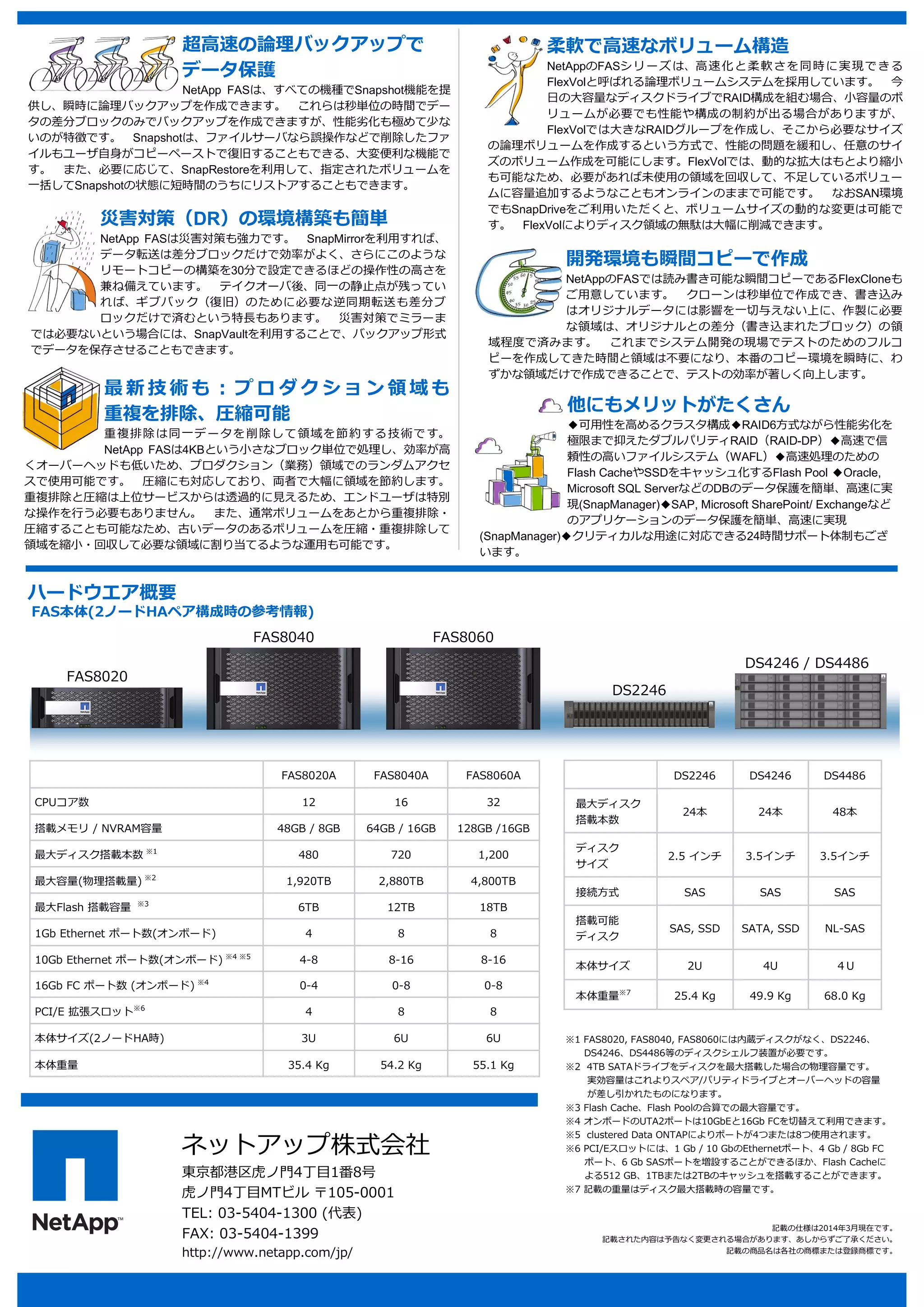NetApp FAS8000 特徴とメリットのまとめ（2Page) | PDF
