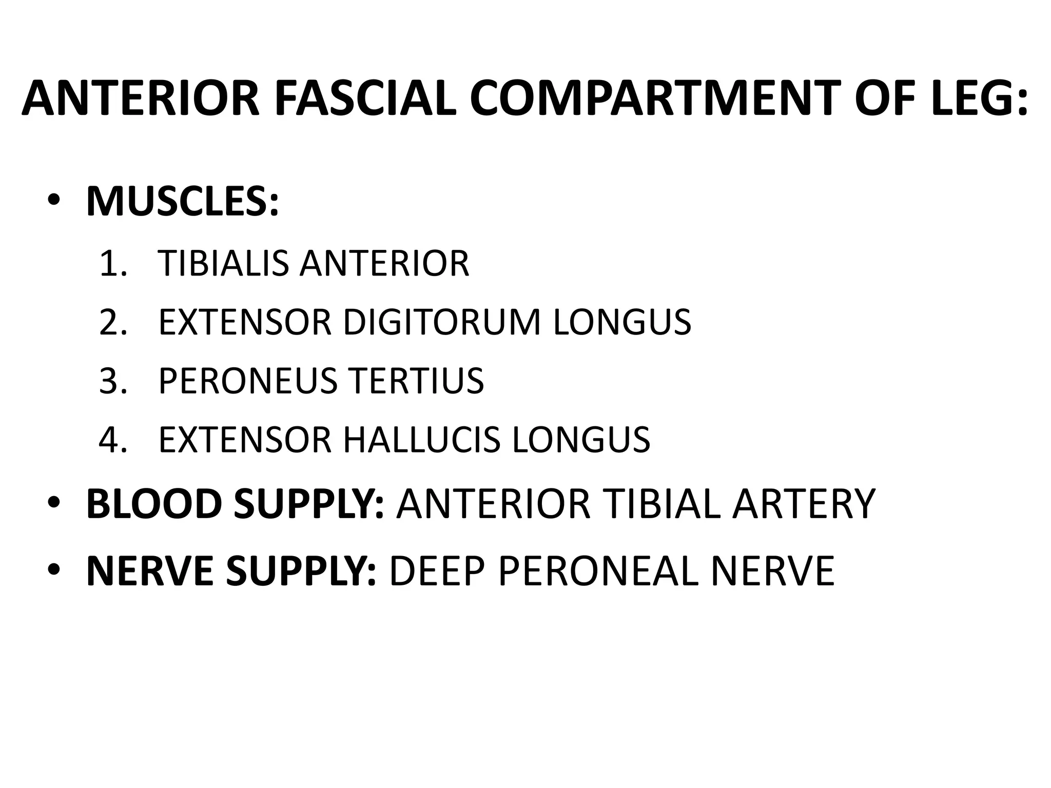 FASCIAL COMPARTMENTS OF THE LEG presentation | PPTX