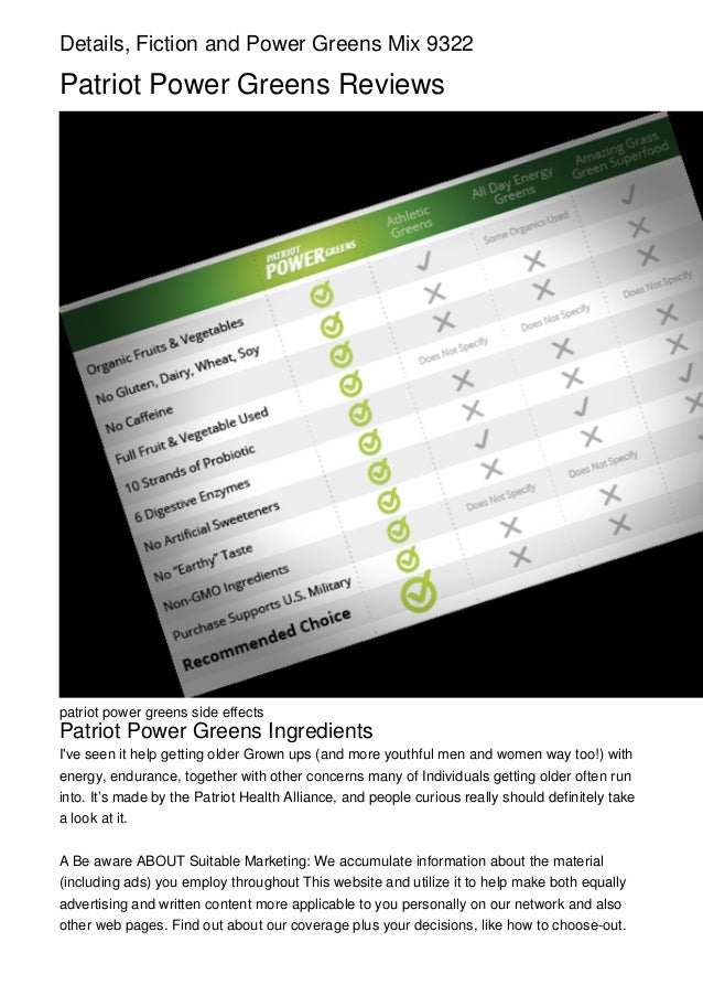 Details, Fiction and Power Greens Mix 9322