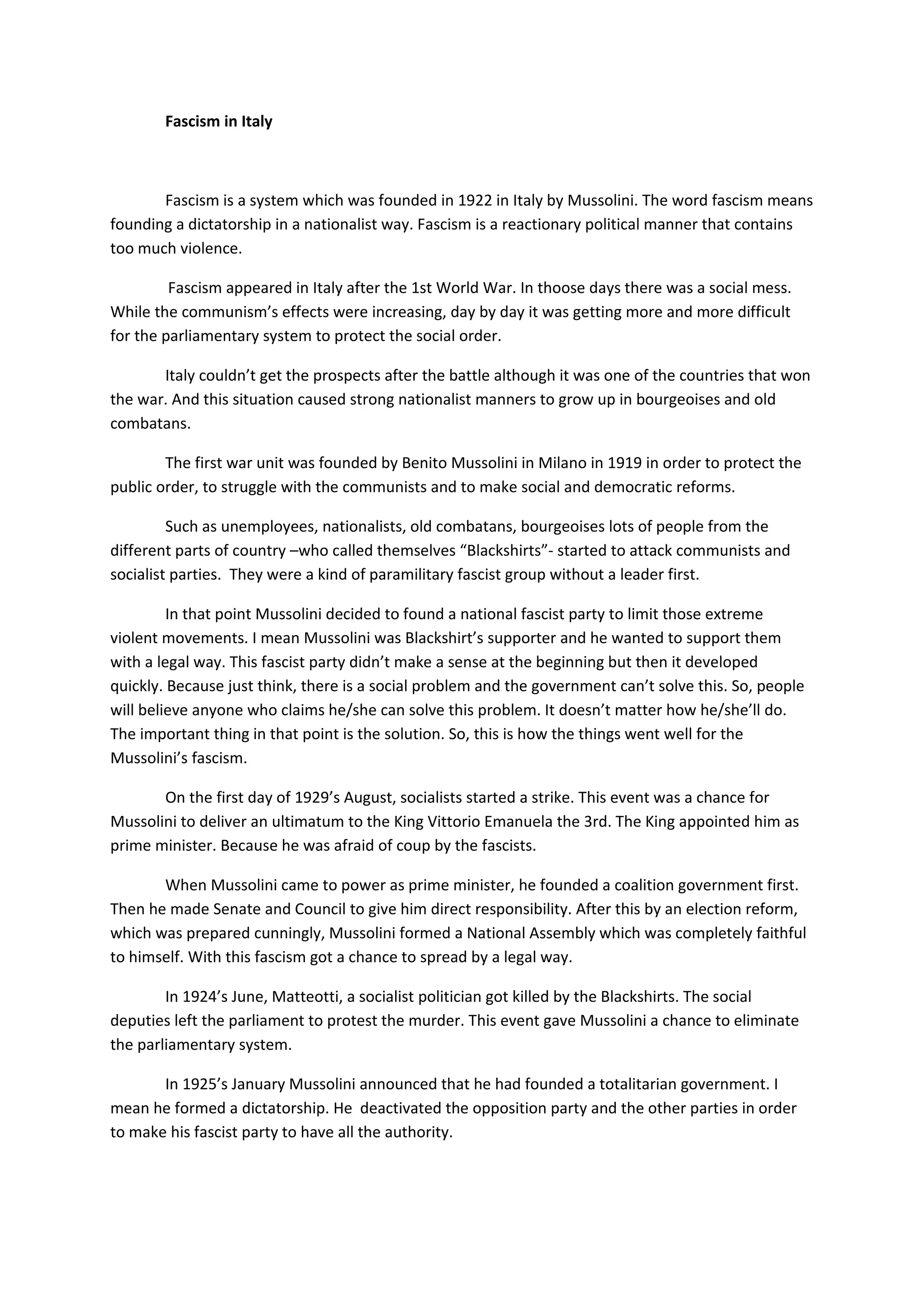 Fascism in italy | PDF