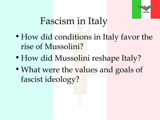 Fascism in Italy | PPT | Religion & Spirituality