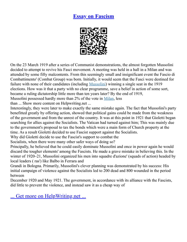 Fascism Research Paper | PDF | Politics