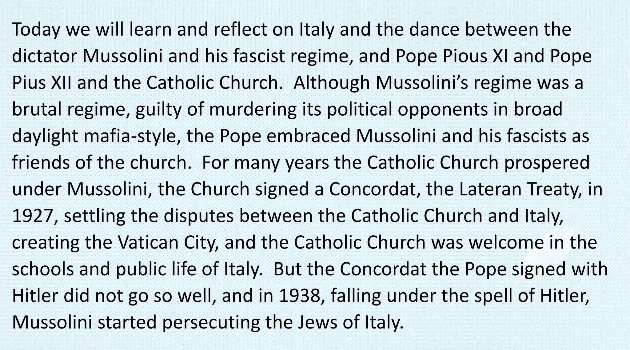 Mussolini and the Pope, Fascist Italy | PPT