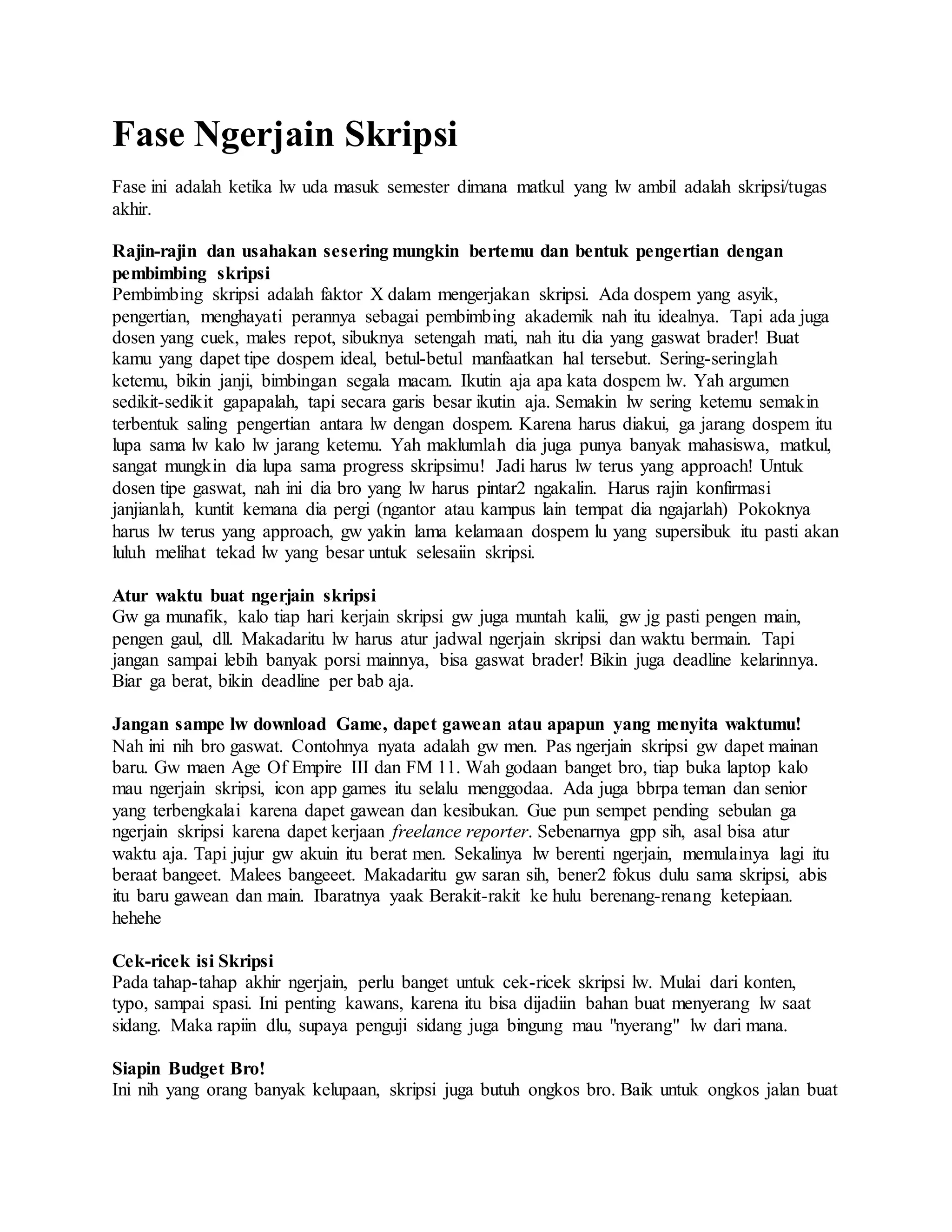 Fase ngerjain skripsi | PDF