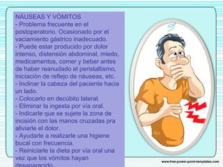 Cuidados de enfermería en la fase Postoperatoria | PPT