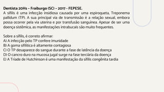 Fases da Sífilis e Tríade de Hutchinson - Concurso Odontologia ...