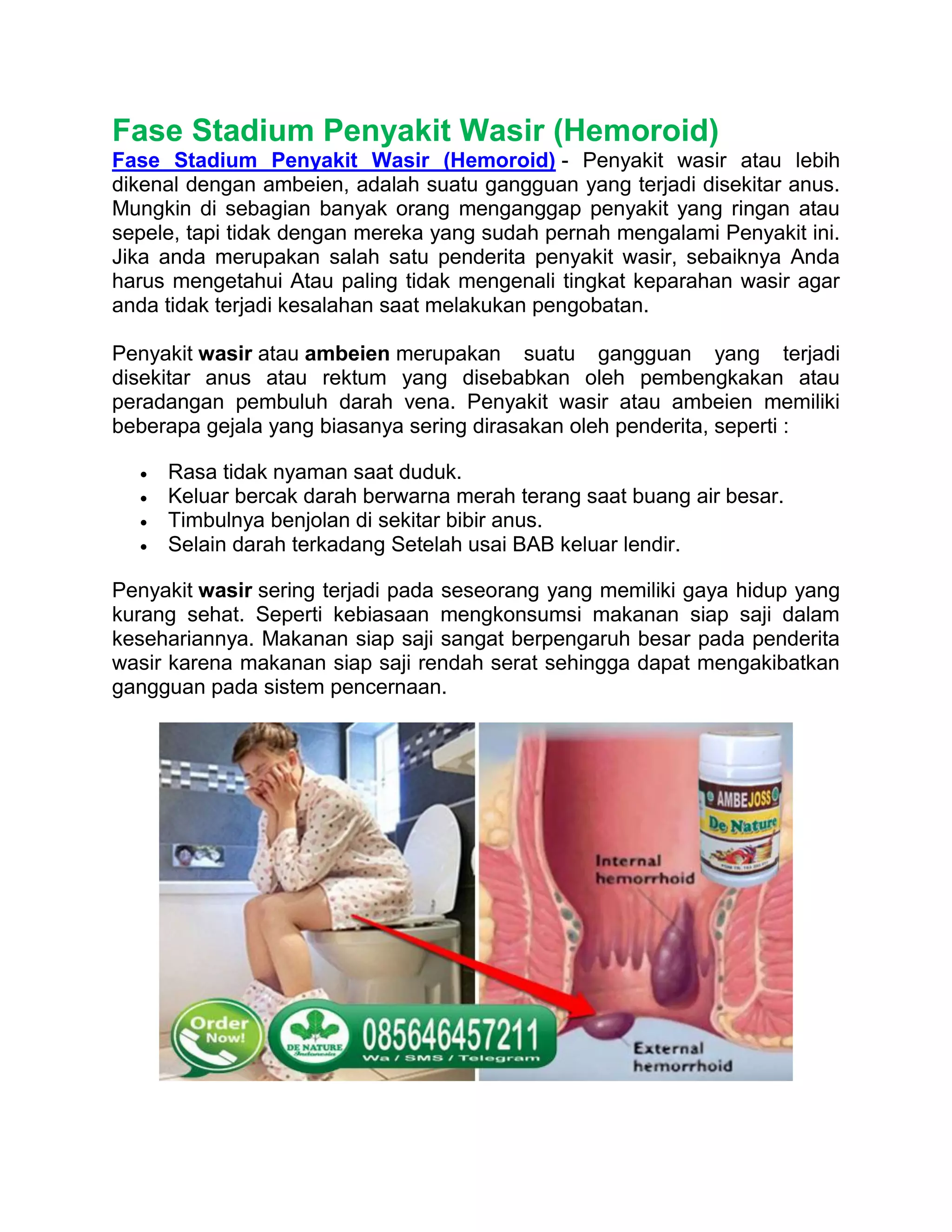 Fase stadium penyakit wasir (hemoroid) | PDF