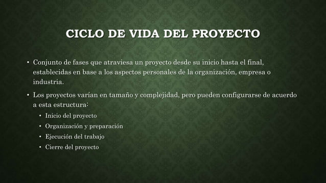 Fases Y Ciclo De Vida Del Proyecto Ppt