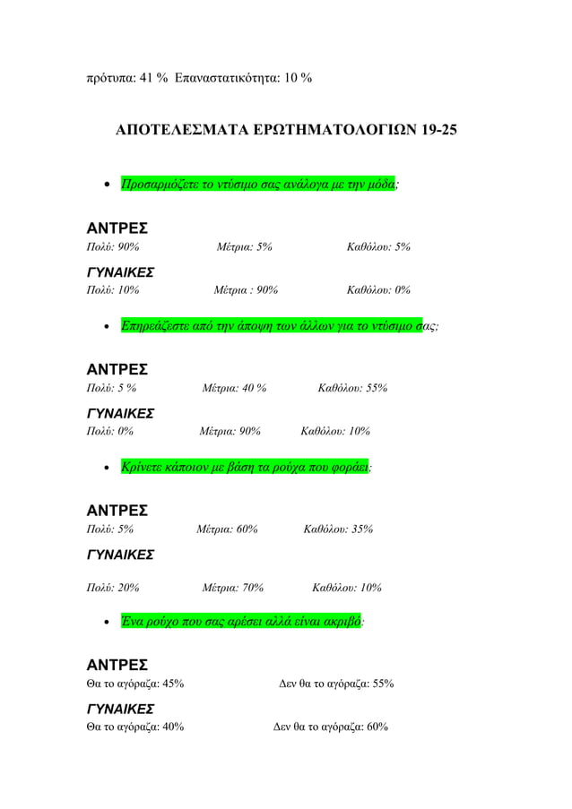 Ερωτηματολόγιο: Fashion action | PDF