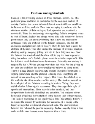 Fashion among students | PDF