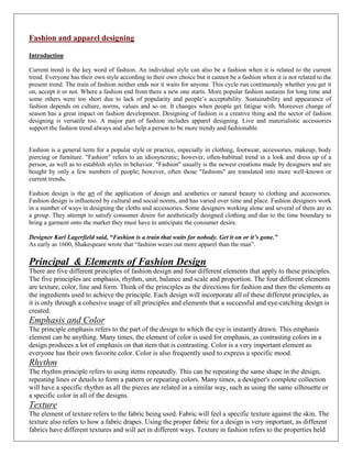 Fashion and apparel designing in Textile & Clothing | PDF