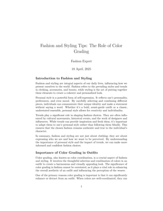Fashion and Styling Tips and Colour grading | PDF