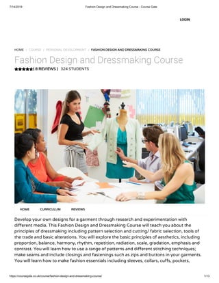 Fashion Design and Dressmaking Course - Course Gate | PDF