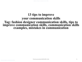 Fashion designer communication skills pdf | PPTX