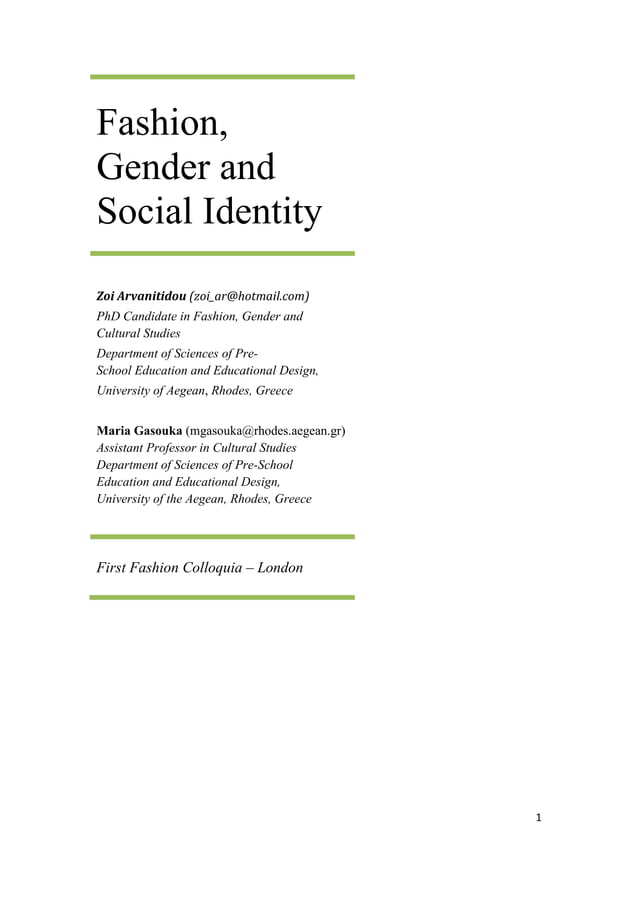 Fashion, gender and social identity | PDF | Women\'s Outerwear | Women ...