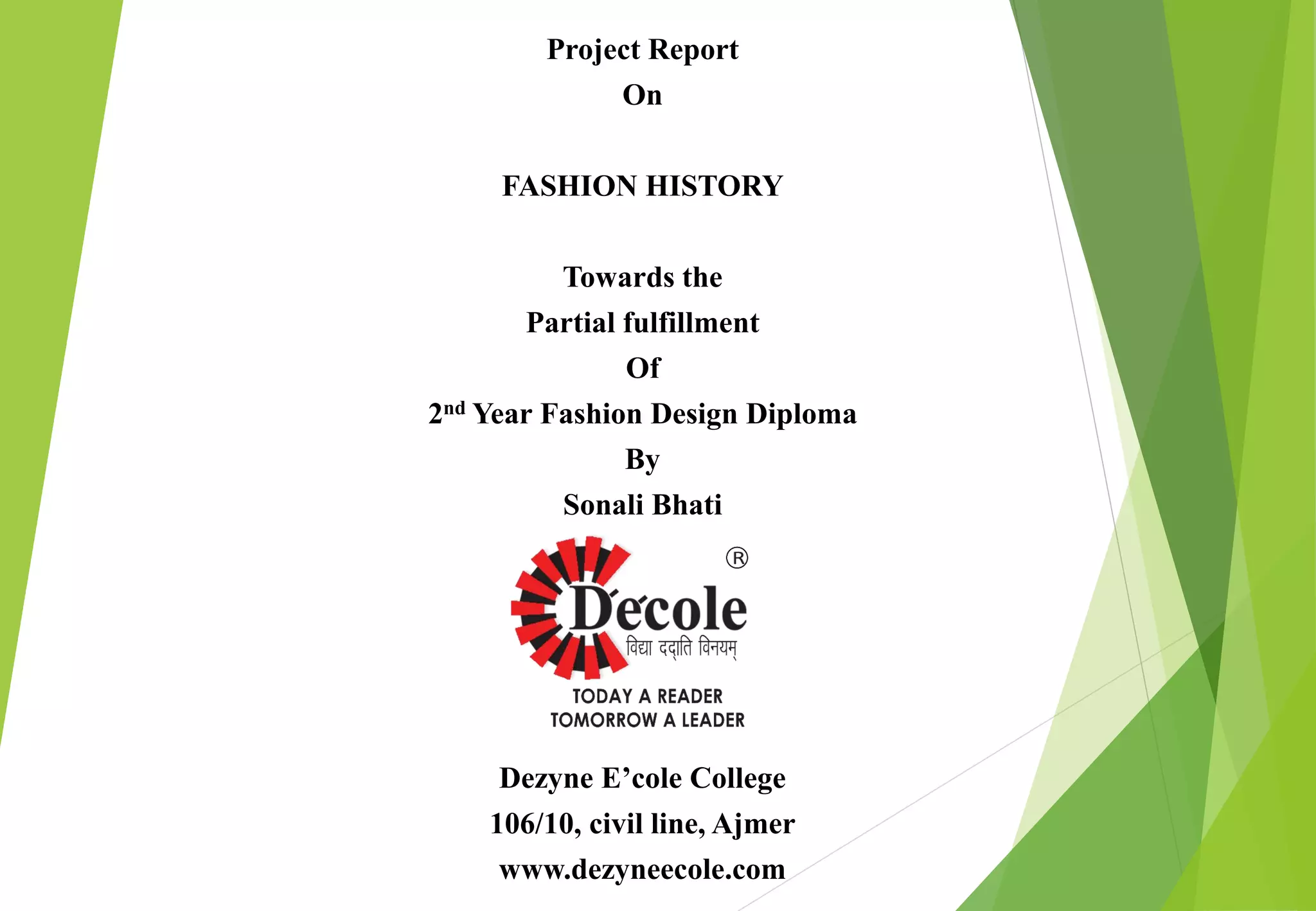 Fashion history 2nd year fashion design diploma | PPT