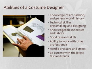 Fashion industry costume designer | PPT