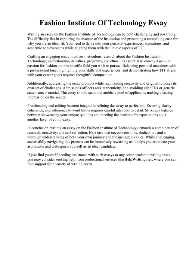 Fashion Institute Of Technology Essay | PDF