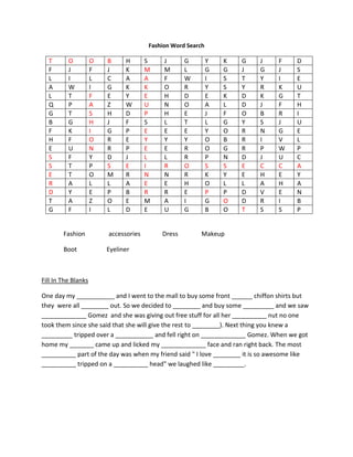 Fashion word search | DOCX