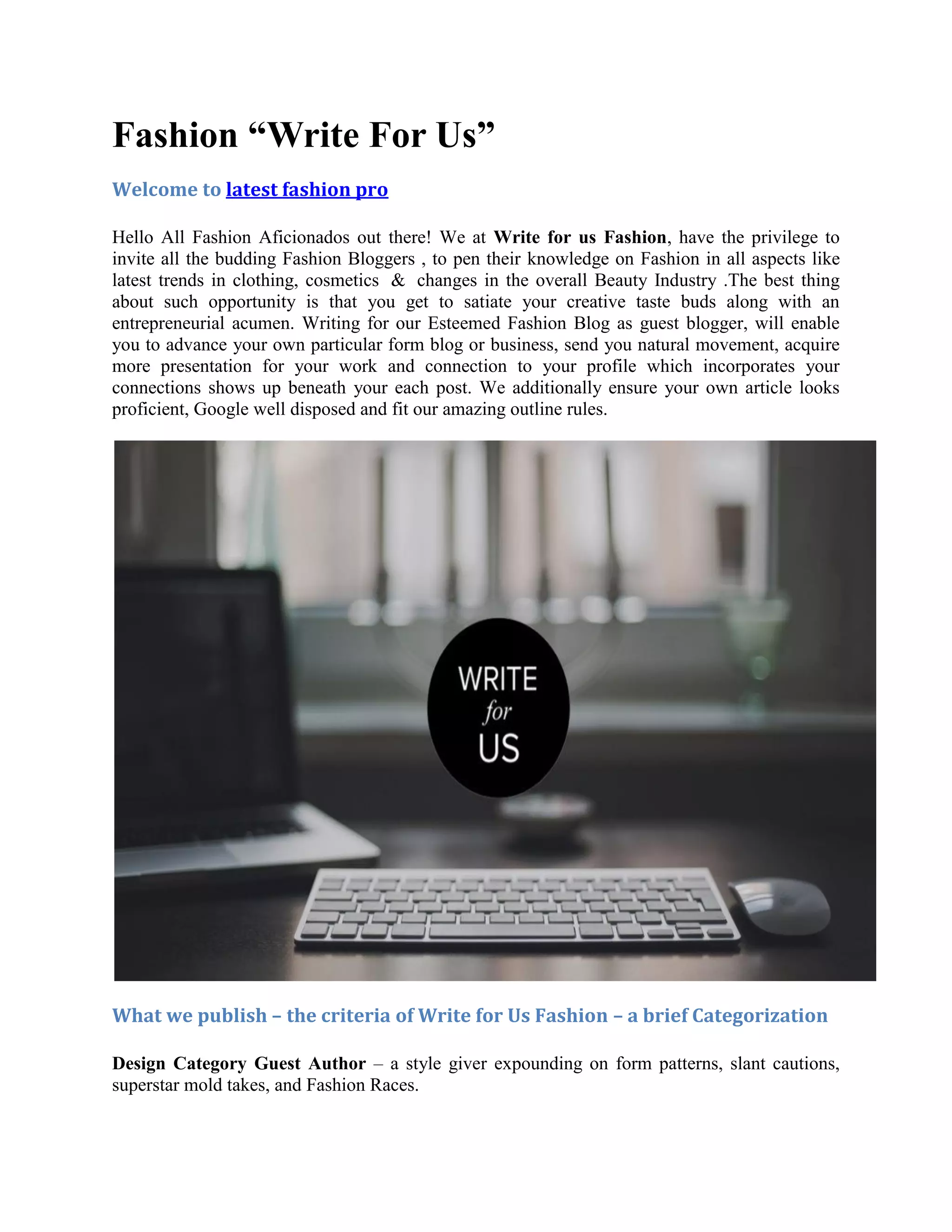 Fashion “write for us” | PDF