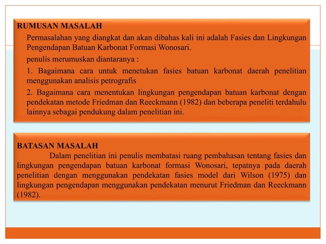 FASIES & LINGKUNGAN PENGENDAPAN BATUAN KARBONAT FORMASI WONOSARI-LOKASI ...