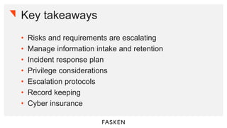 Cybersecurity and the Law: Fasken Law Firm | PPTX
