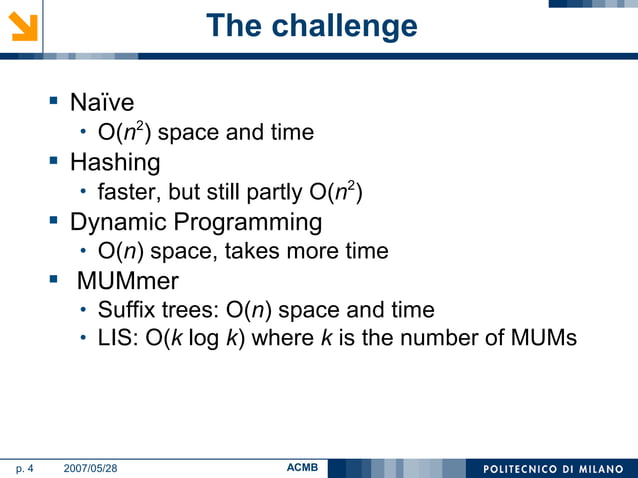 Fast Algorithms For Large Scale Genome Alignment And Comparison Ppt