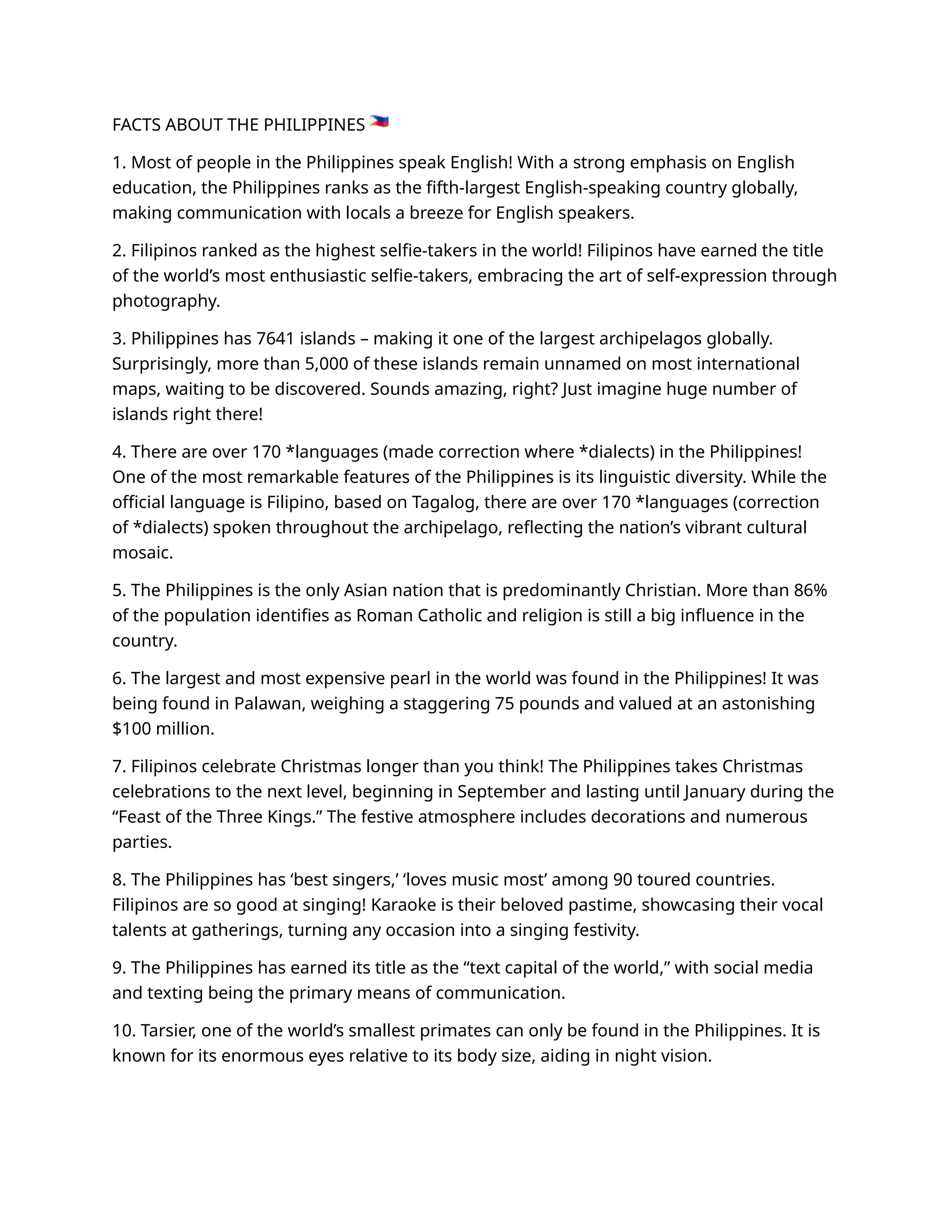 FAST FACTS and trivia about the PHILIPPINES | DOCX