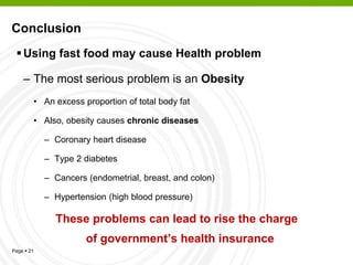 Fast food and its effect on society | PPT