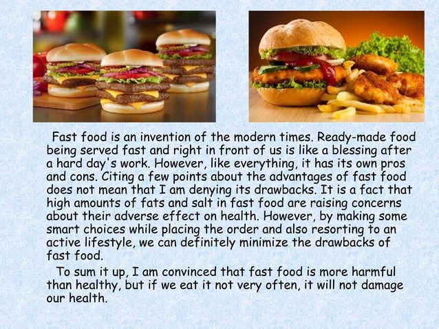 Fast food-benefits and health risks | PPT