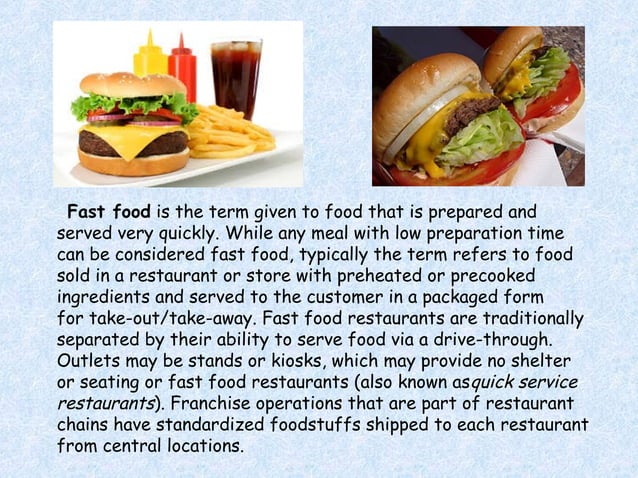 Fast food-benefits and health risks | PPT