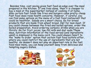 Fast food-benefits and health risks | PPT