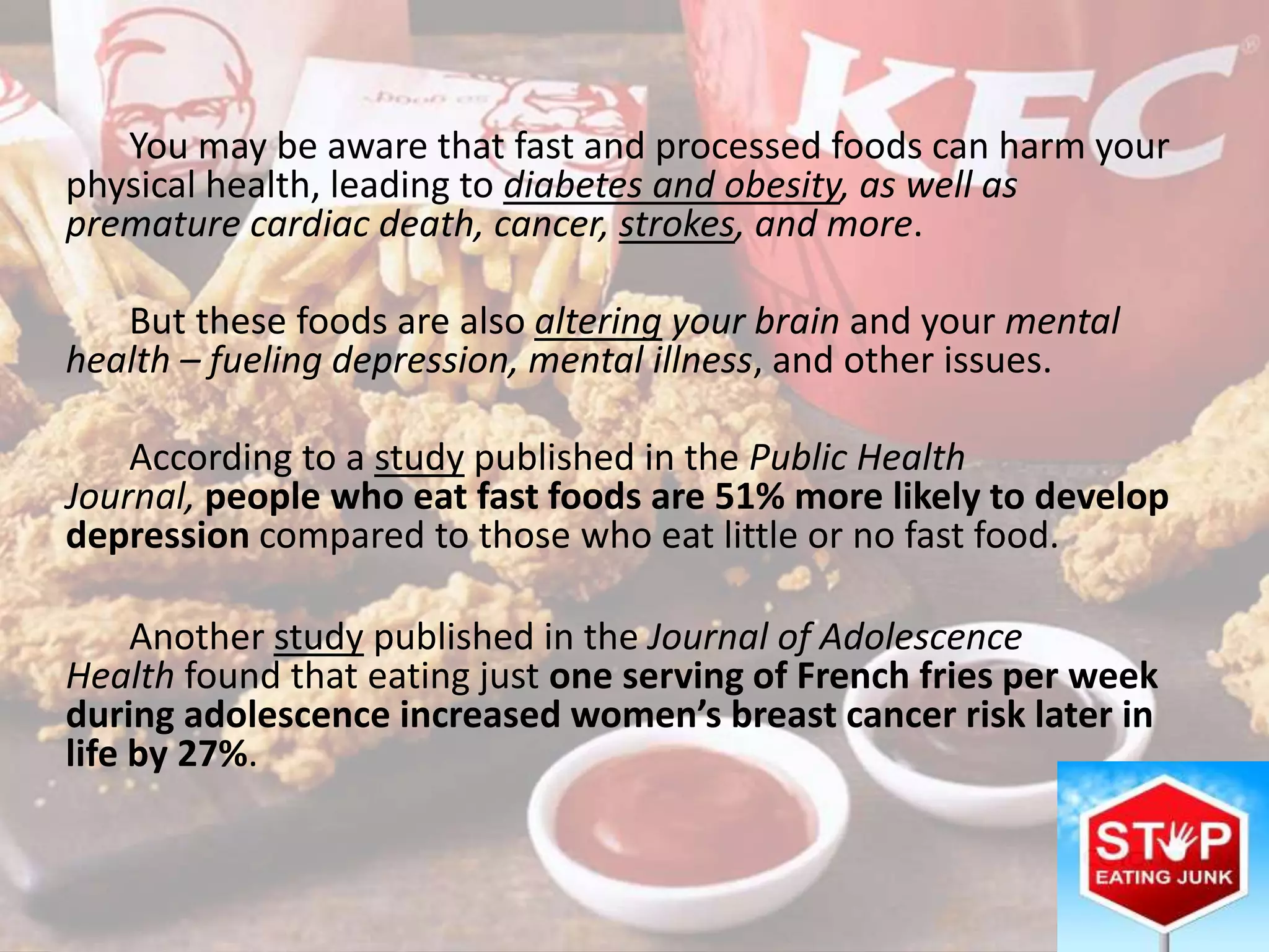 Fast food benefits and health risks | PPTX