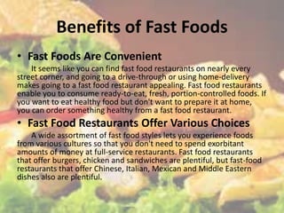 Fast food benefits and health risks | PPTX