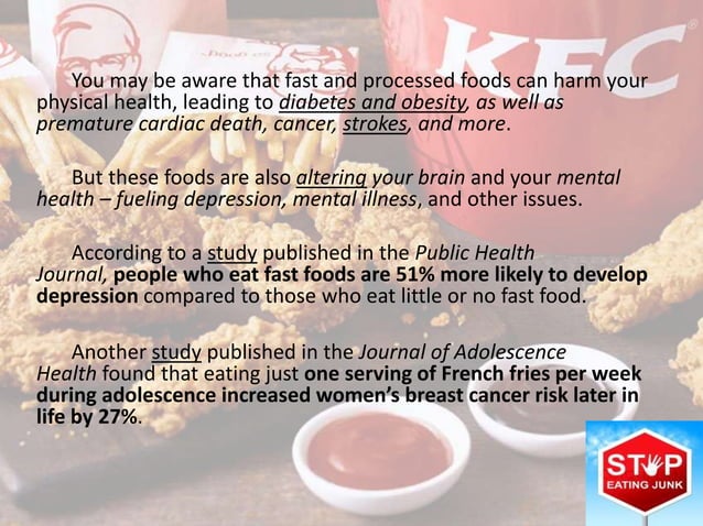 Fast food benefits and health risks | PPTX | Food Industry | Industries