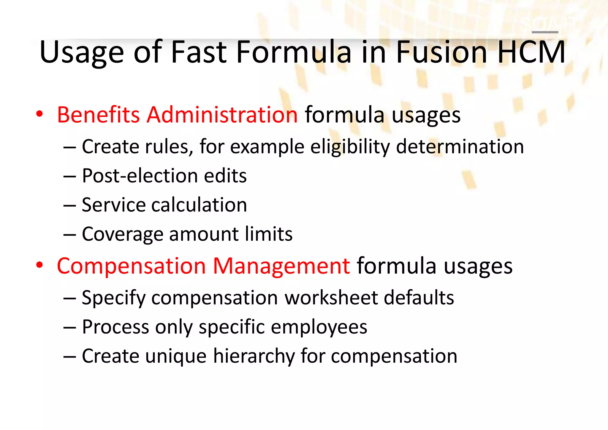 Fast Formula In Oracle Cloud Hcmpptx Databases Computer Software And Applications