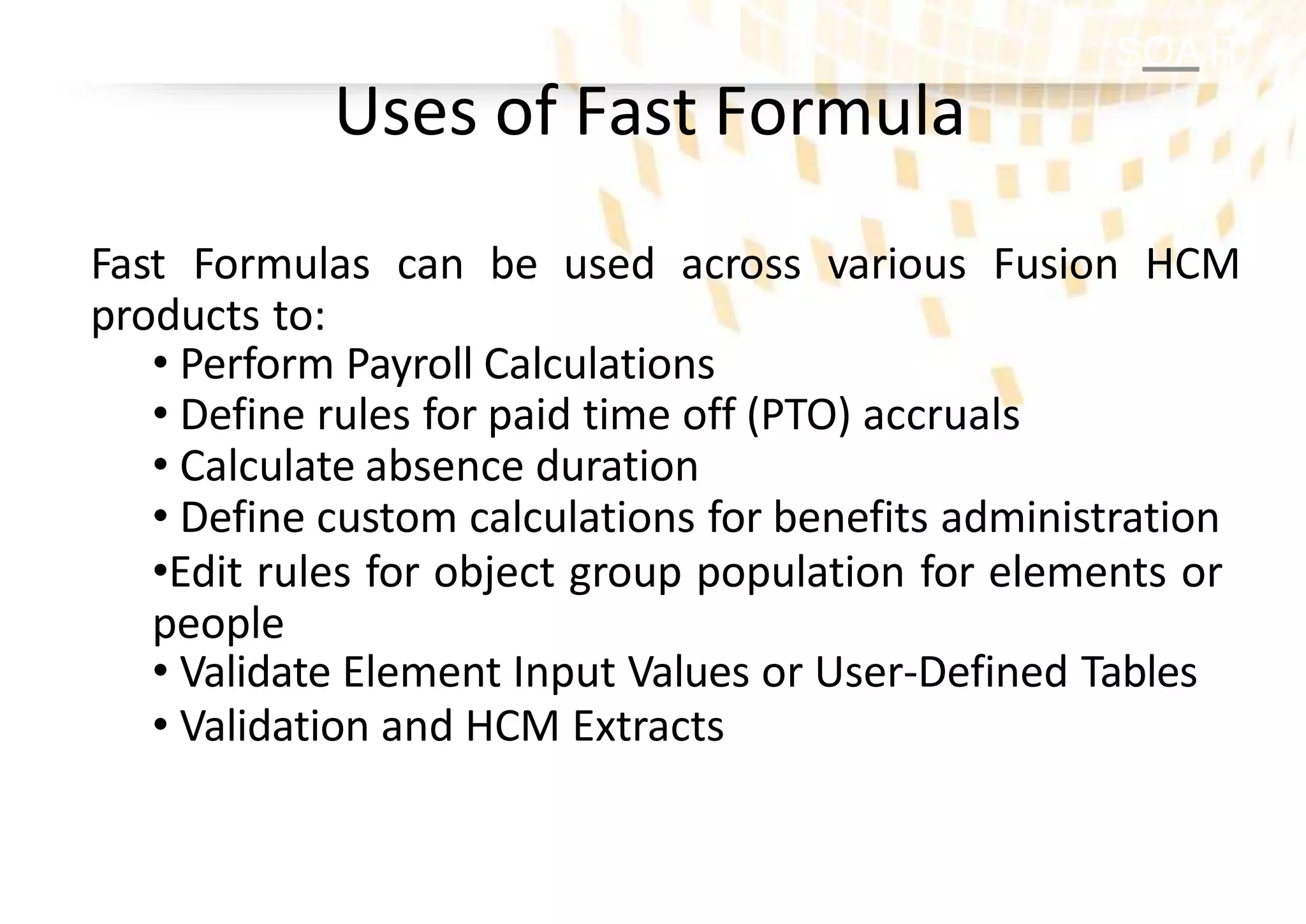Fast Formula In Oracle Cloud Hcmpptx