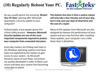 Fast-Teks 20 ways to protect your computer | PPTX
