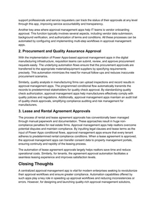 Catapulting Approval Workflow Efficiency with Power Apps Development | PDF