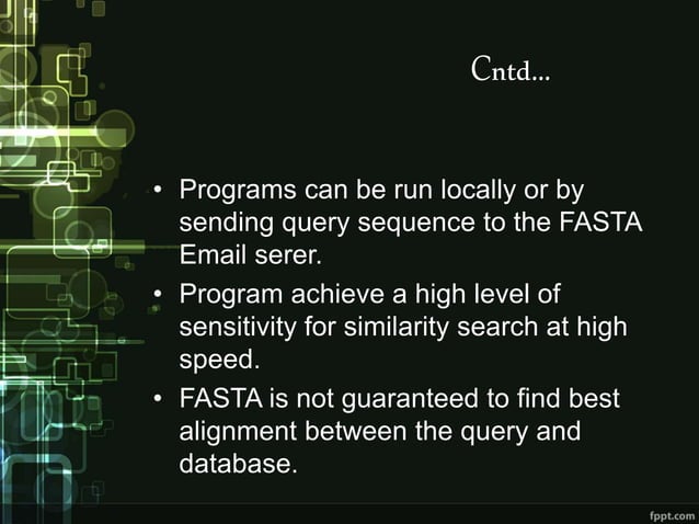 Fasta | PPTX | Databases | Computer Software and Applications