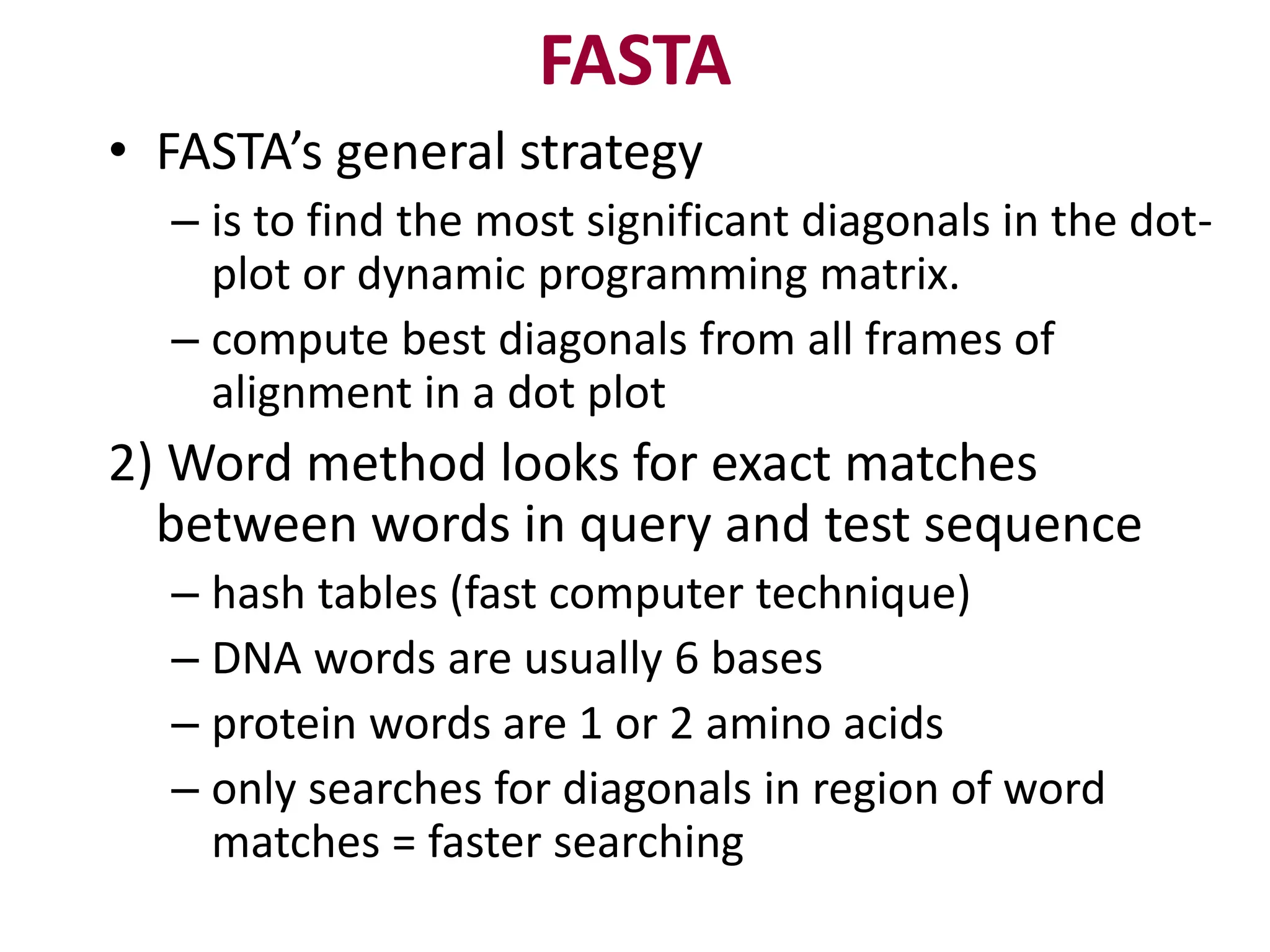 Fasta : steps, features, algorithm, result etc. | PPTX