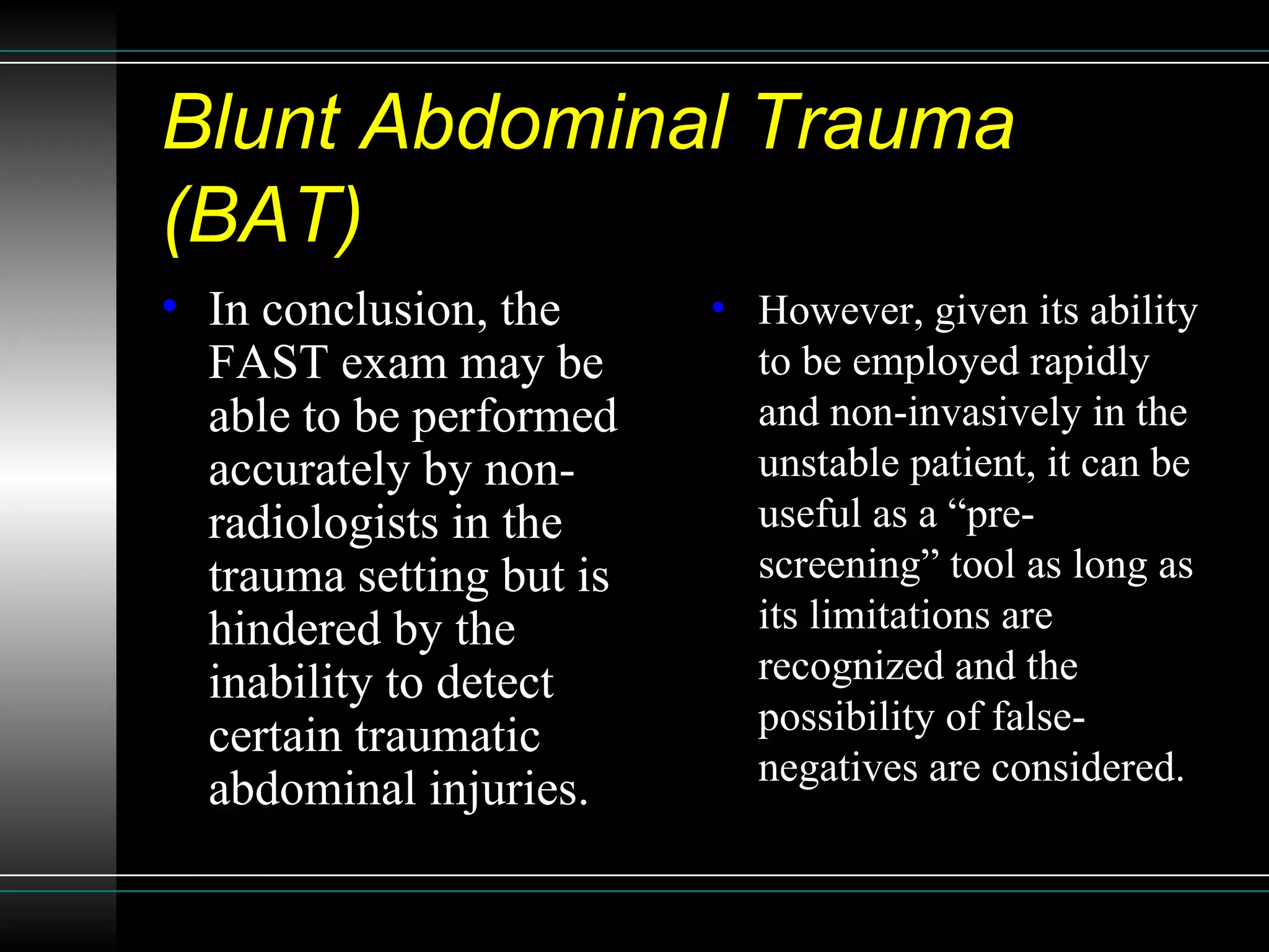 Sonographic Assessment of Blunt Abdominal Trauma in the Emergency ...
