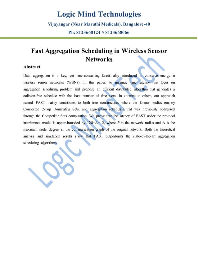 Fast aggregation scheduling in wireless sensor networks | PDF