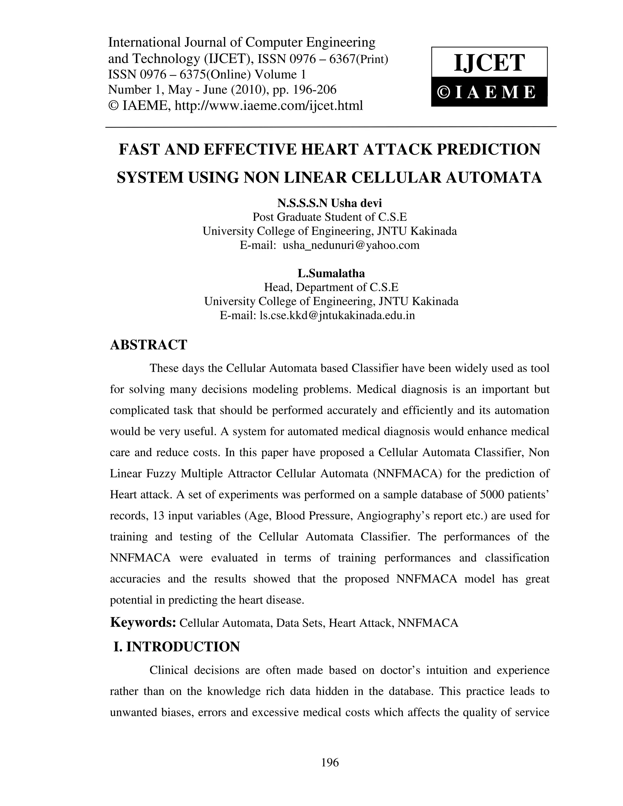 Fast and effective heart attack prediction system using non linear | PDF