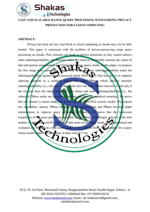 Fast and scalable range query processing with strong privacy protection ...